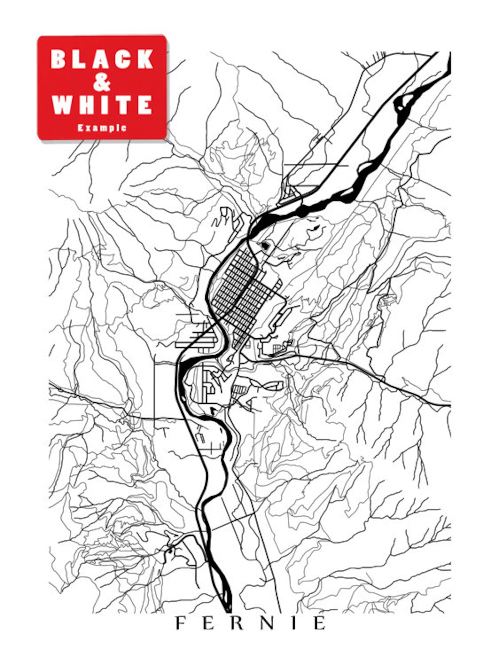 Fernie BC Map Poster Print British Columbia Canada - Etsy Canada