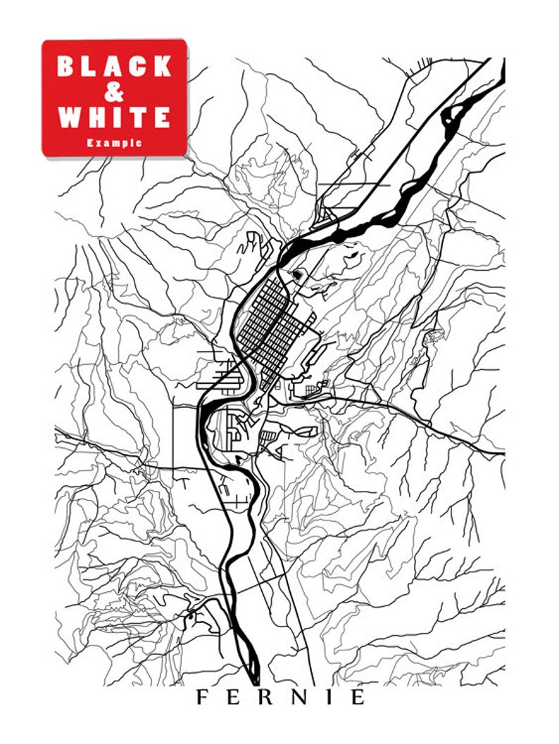 Fernie, BC Map Poster Print - British Columbia, Canada - Etsy