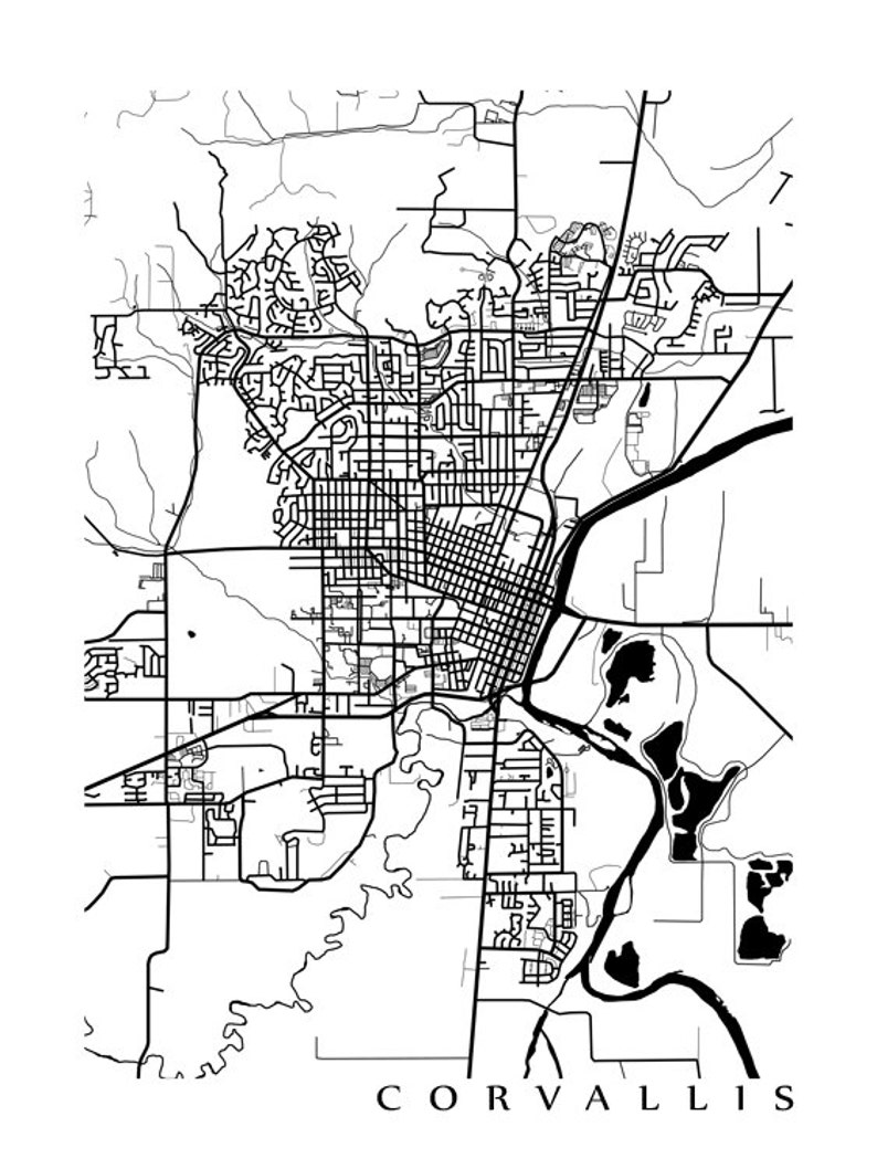 Corvallis Map Print Oregon Art Poster - Etsy