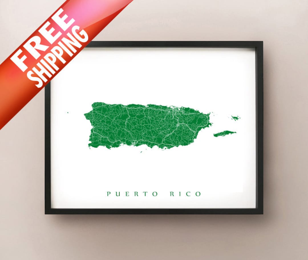 Puerto Rico Map Print - Home Decor Modern Wall Art - Etsy