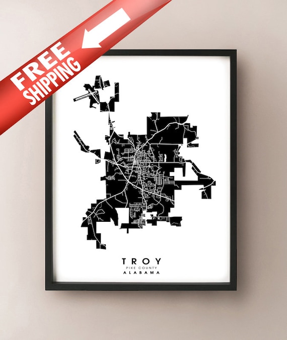 Troy AL City Limits Map Print - Etsy