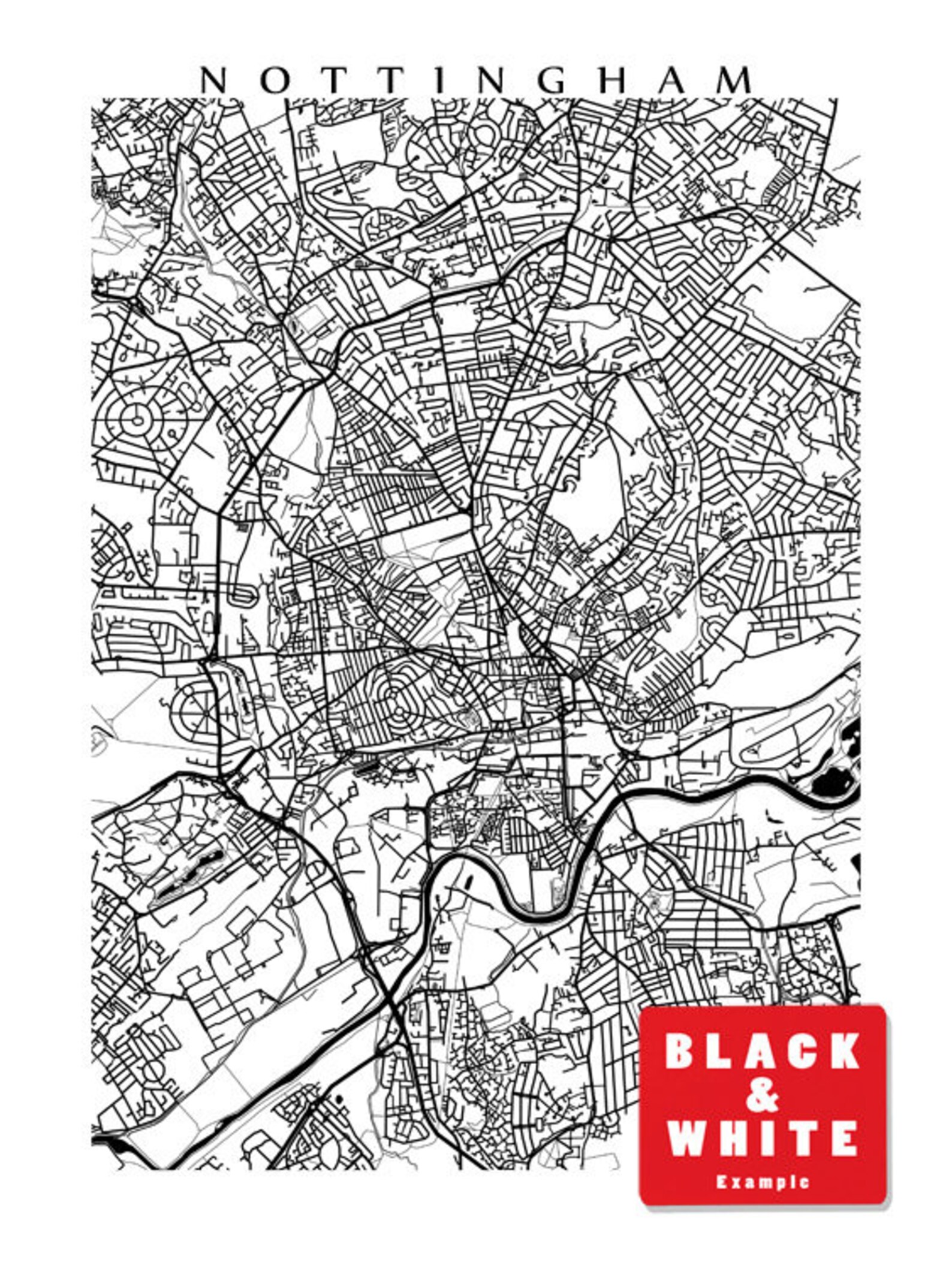 Nottingham Map Print UK Wall Art England Poster | Etsy