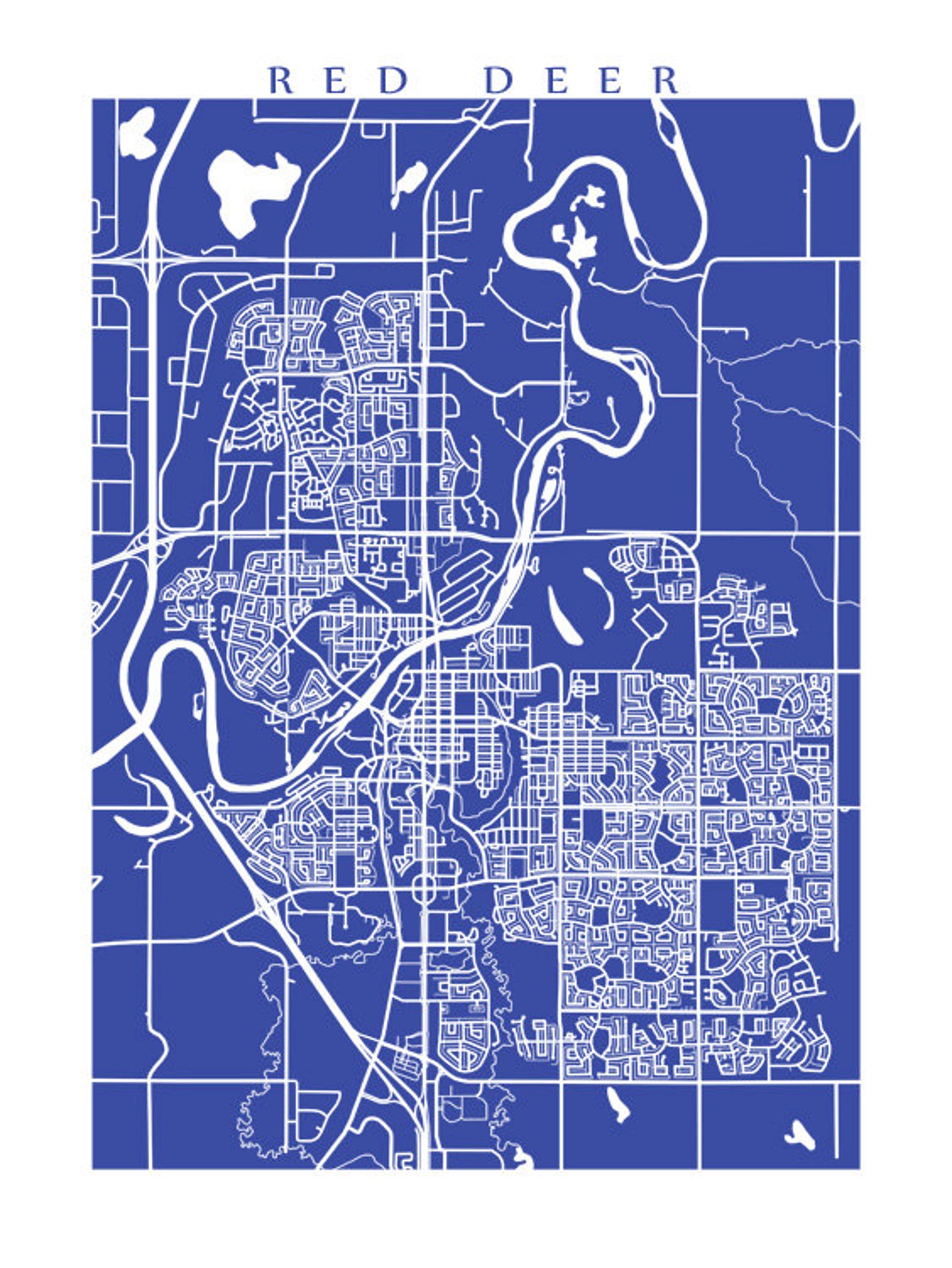 Red Deer Map Print - Etsy
