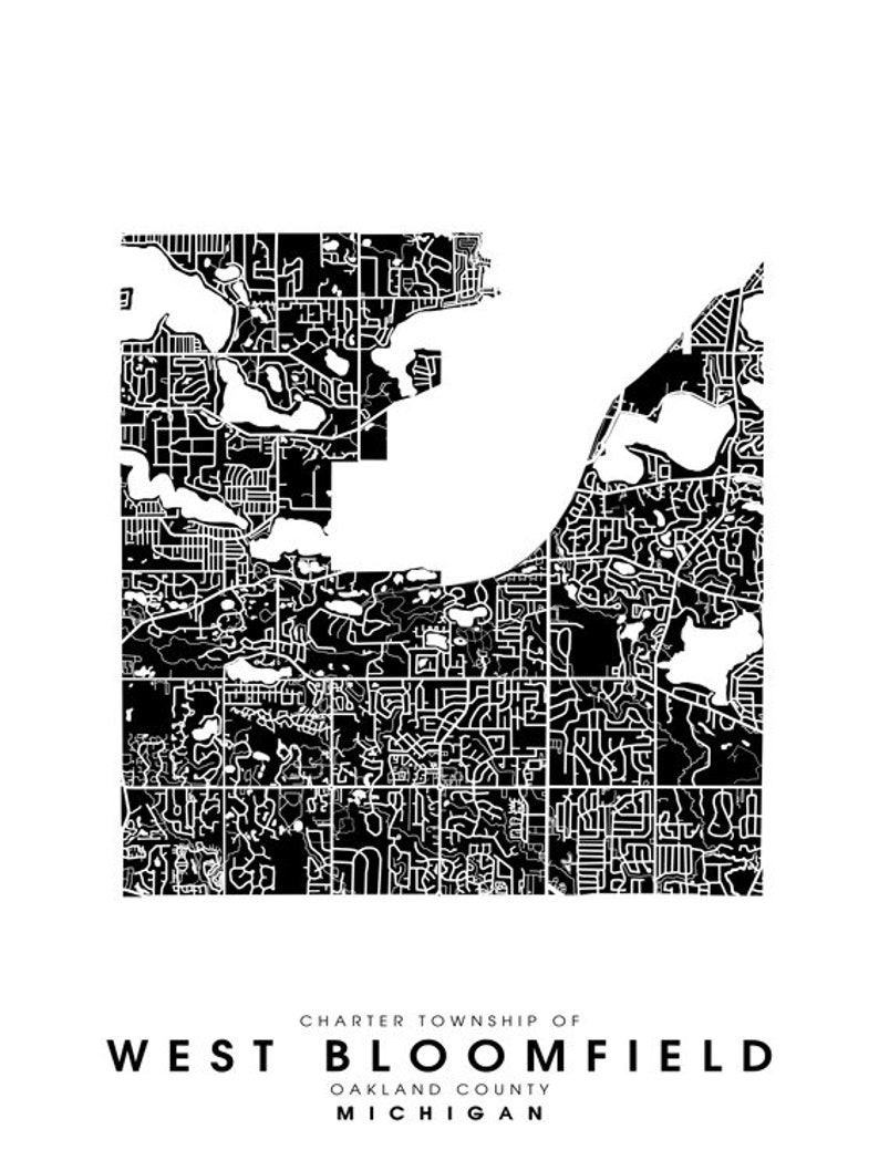 West Bloomfield MI City Limits Map Print - Etsy
