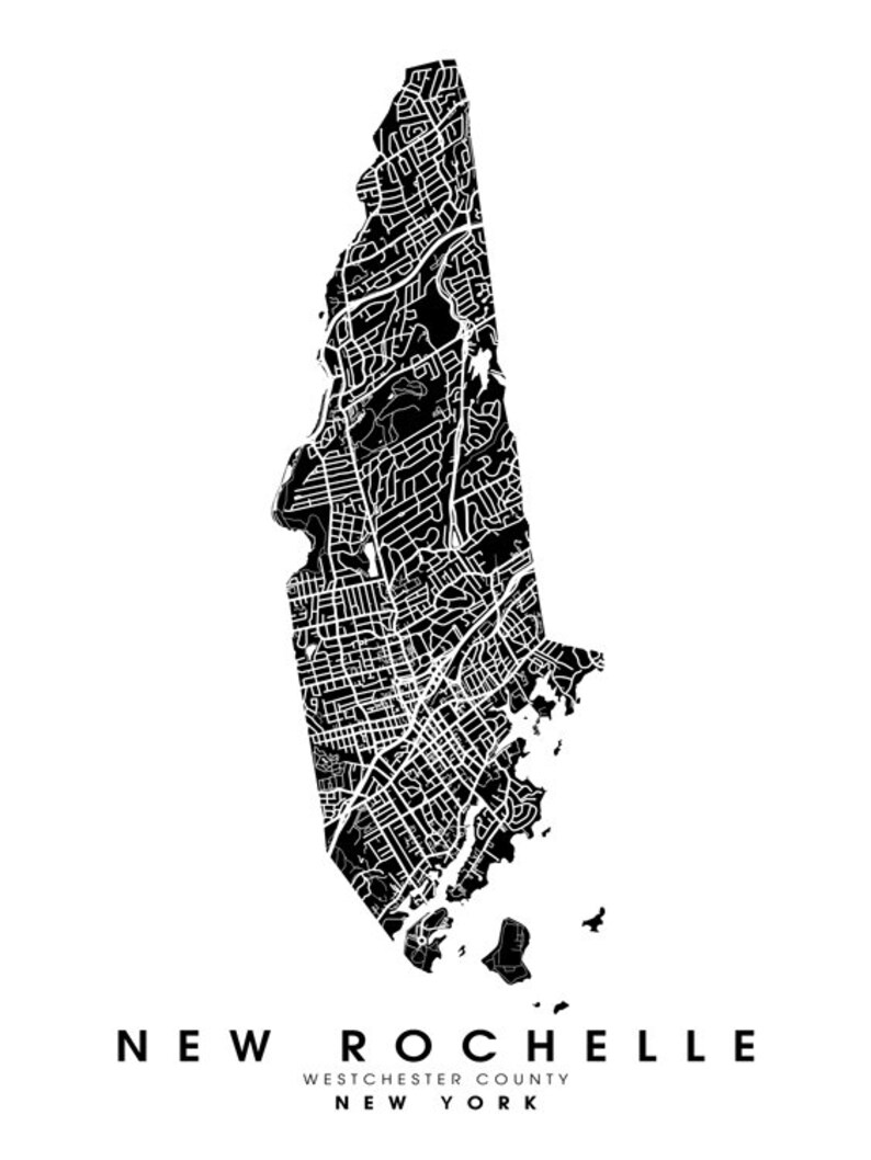 New Rochelle NY City Limits Map Print - Etsy