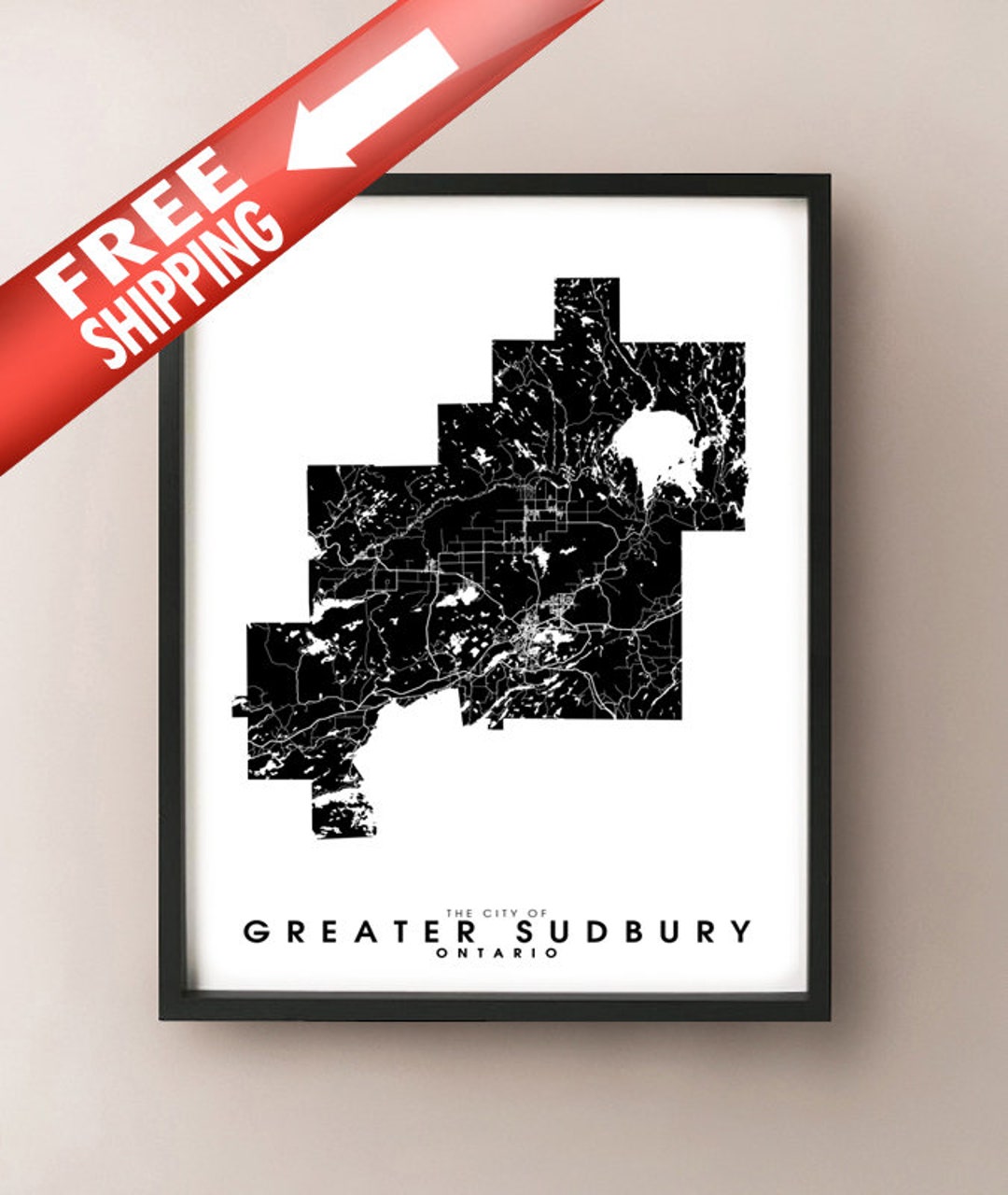 Greater Sudbury, ON - City Limits Map Print - Etsy