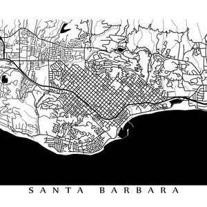 Santa Barbara City Map Print - California Art Poster - Etsy