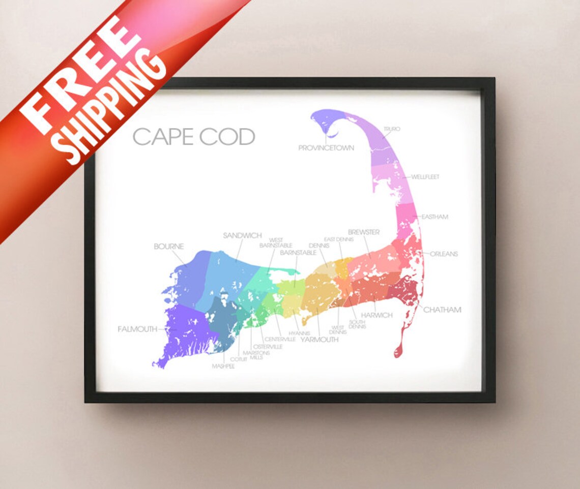 Cape Cod, MA State Map - Custom Print - Etsy