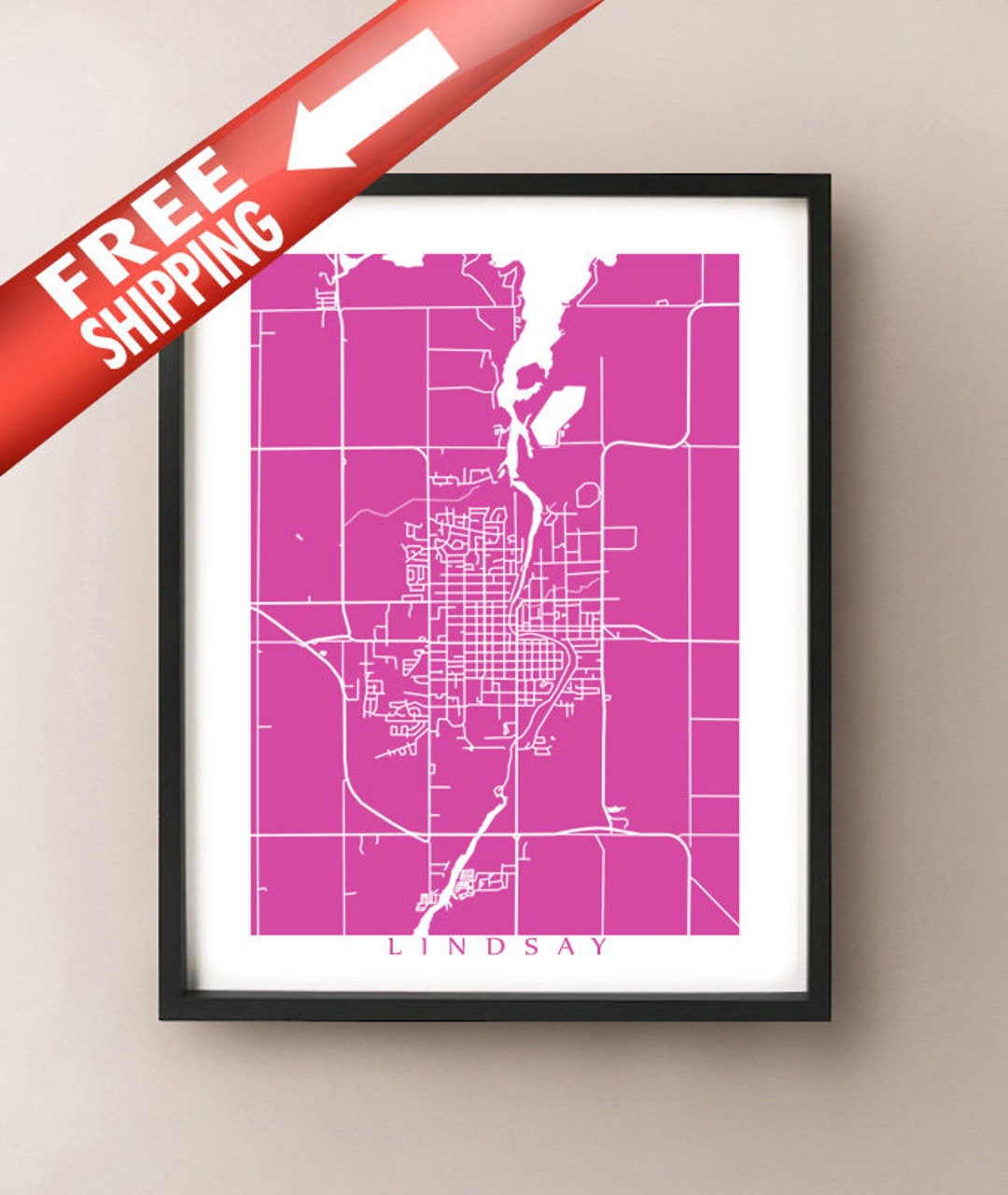 Lindsay, ON - Kawartha Lakes, Ontario Map Print - Etsy