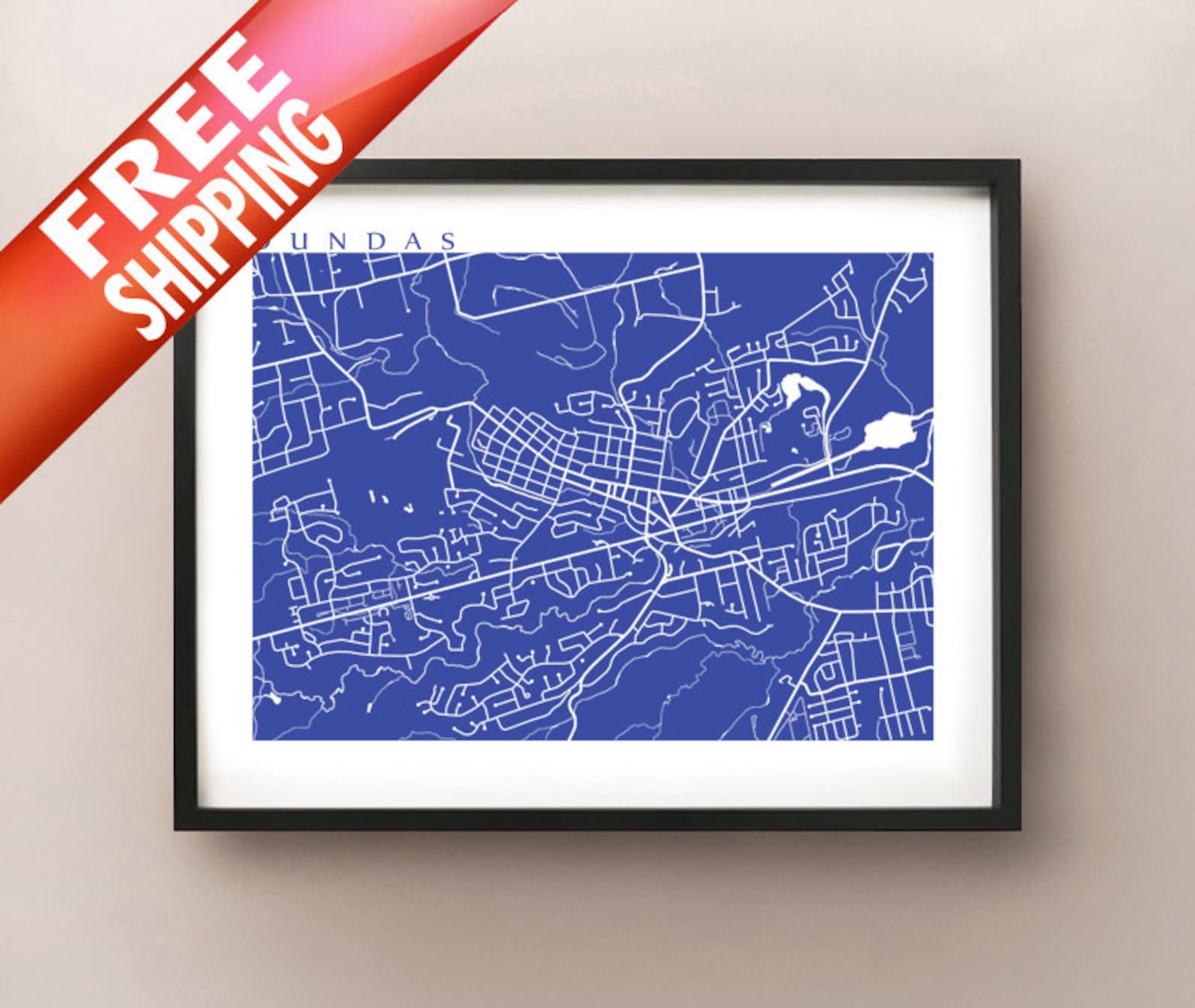 Dundas Map - Hamilton, Ontario Poster Art - Etsy