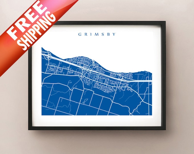 Grimsby, ON Map - Canada Wall Art - Grimsby, Ontario - Niagara Region ...