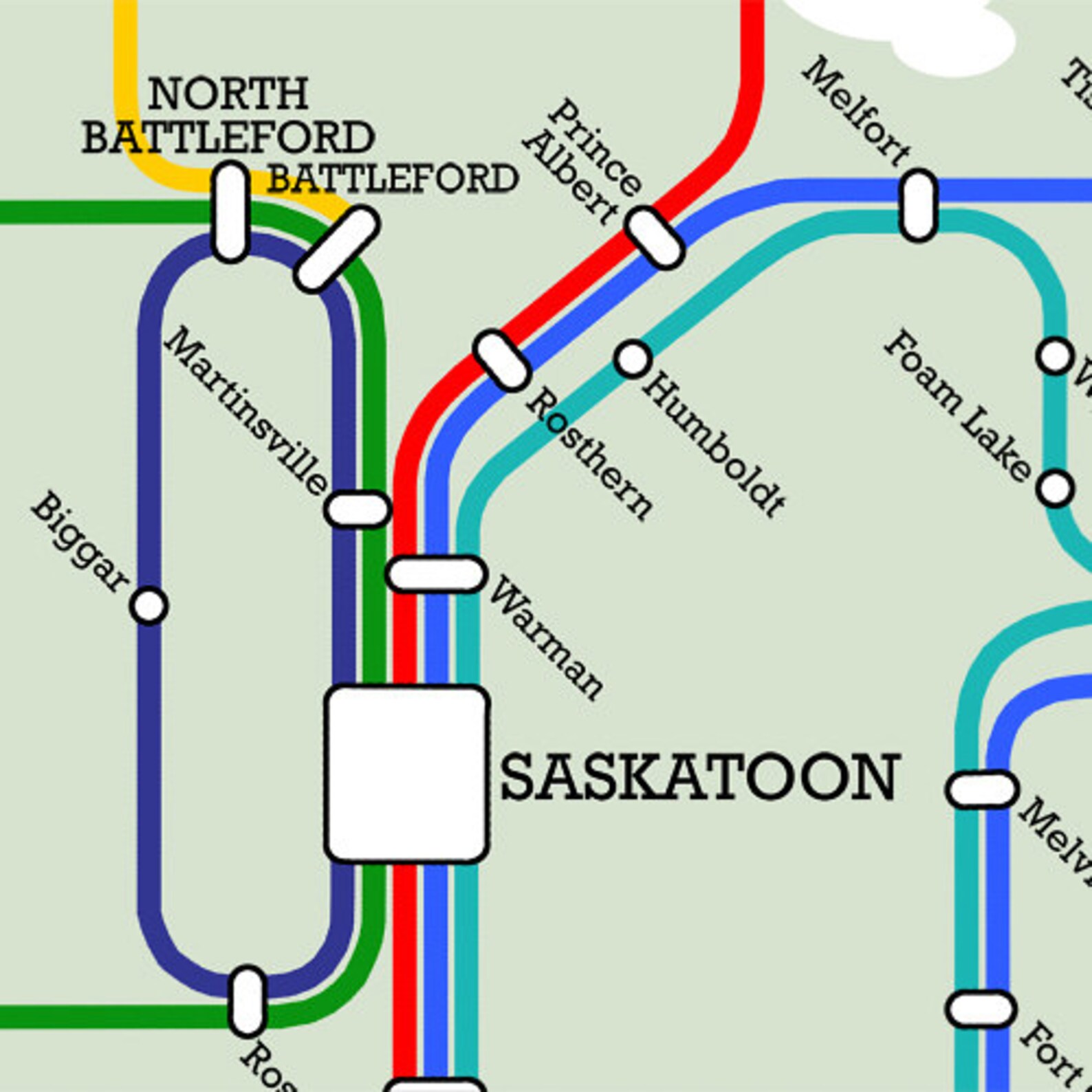Saskatchewan Metro Subway Style Map Art Print | Etsy