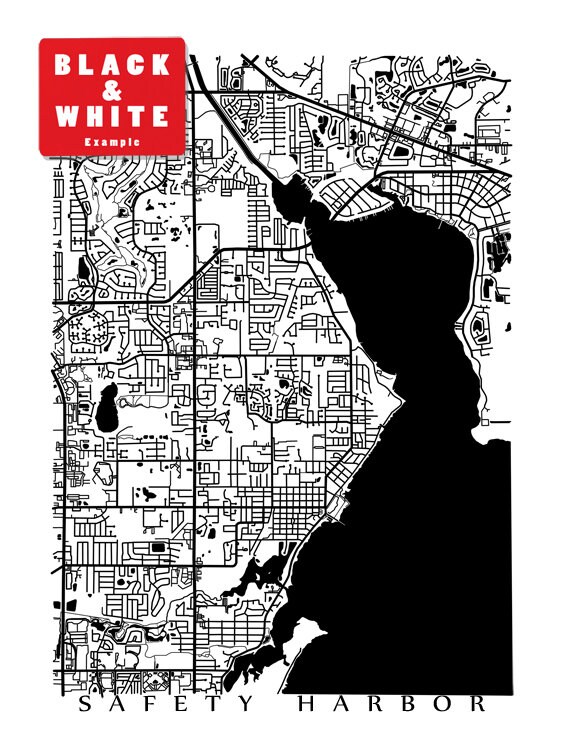 Safety Harbor FL Map Print Pinellas County Florida Poster | Etsy