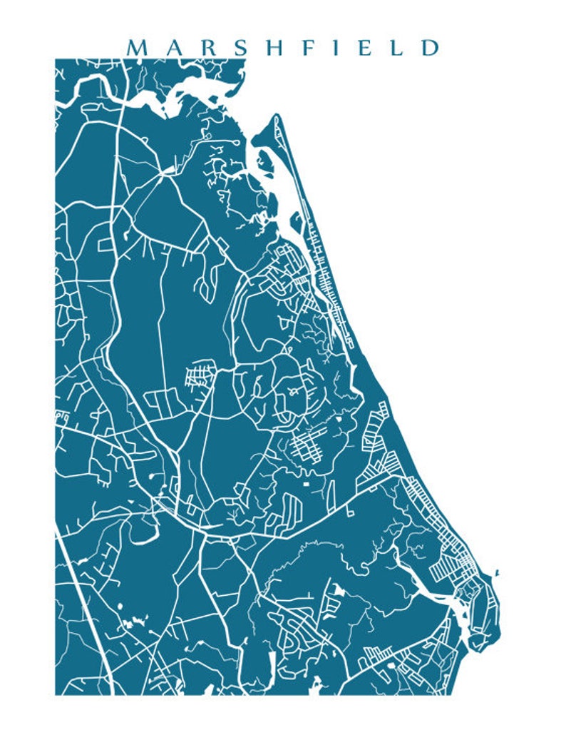 Marshfield MA Map Print Massachusetts Poster - Etsy