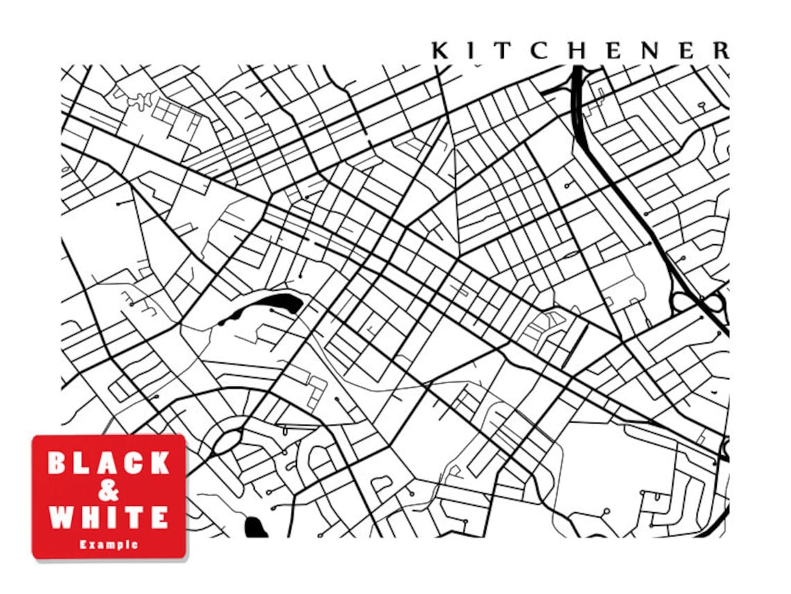Kitchener Map Print Ontario Canada Art Poster - Etsy