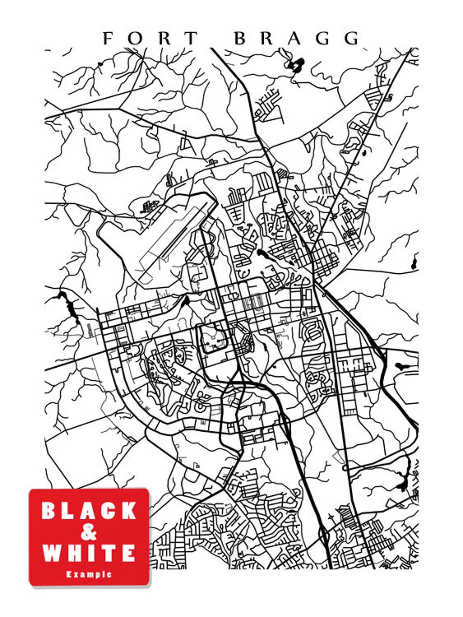 Fort Bragg Map Art Print North Carolina Poster - Etsy