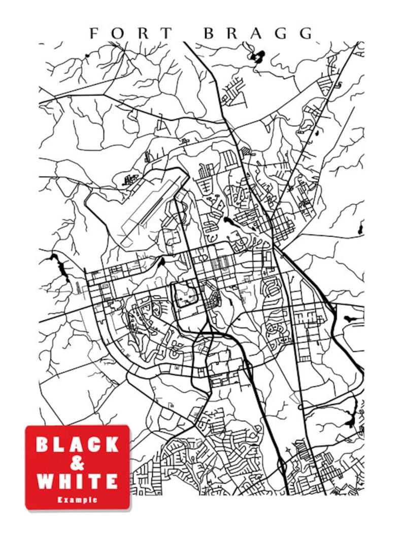 Fort Bragg Map Art Print North Carolina Poster - Etsy