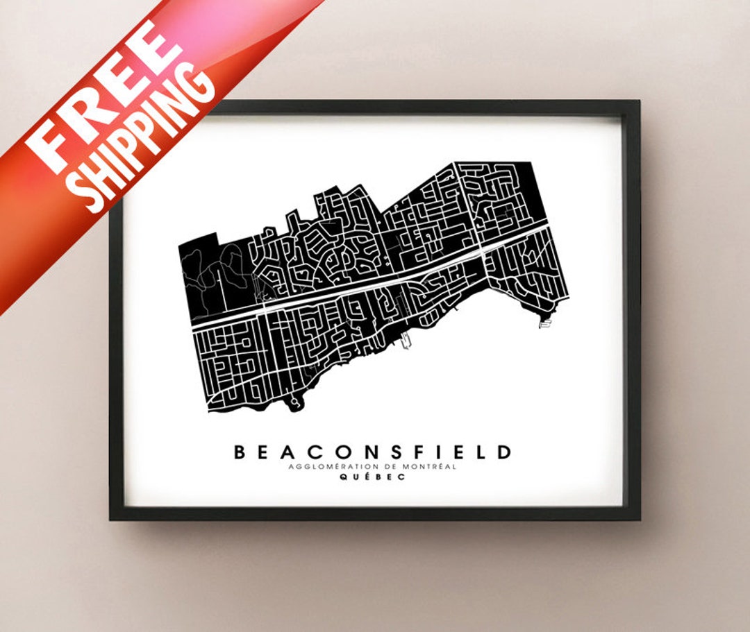 Beaconsfield, QC - City Limits Map Print - Etsy