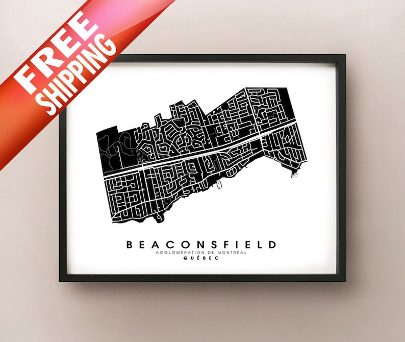 Beaconsfield QC City Limits Map Print | Etsy