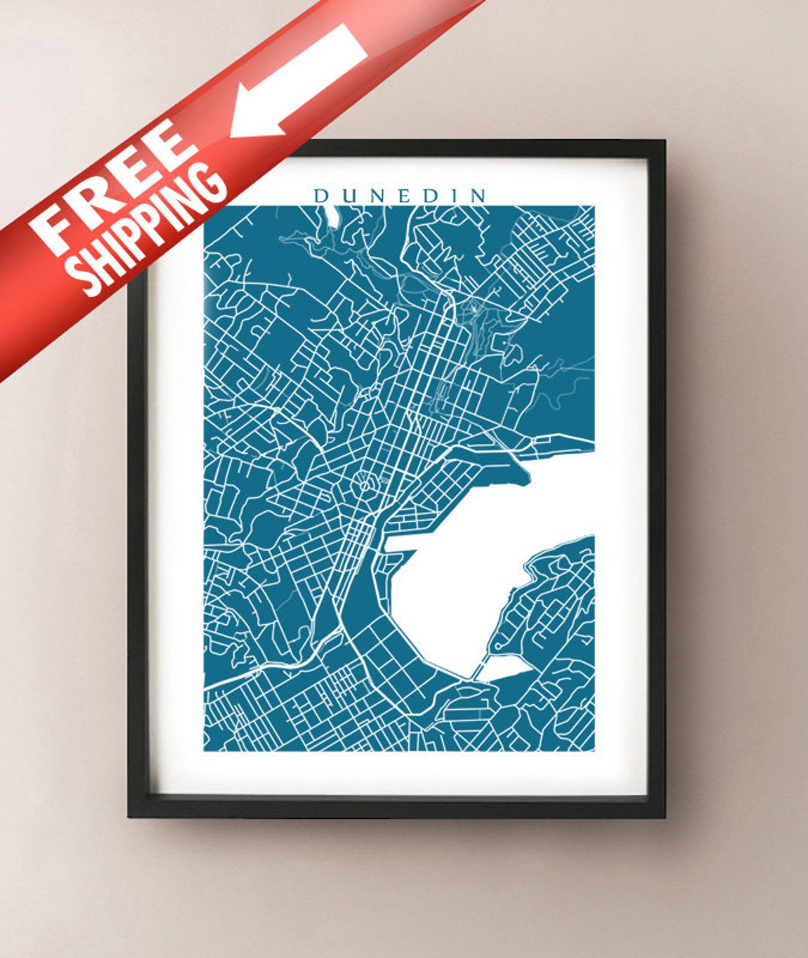 Dunedin Map - New Zealand Art Poster Print - Etsy