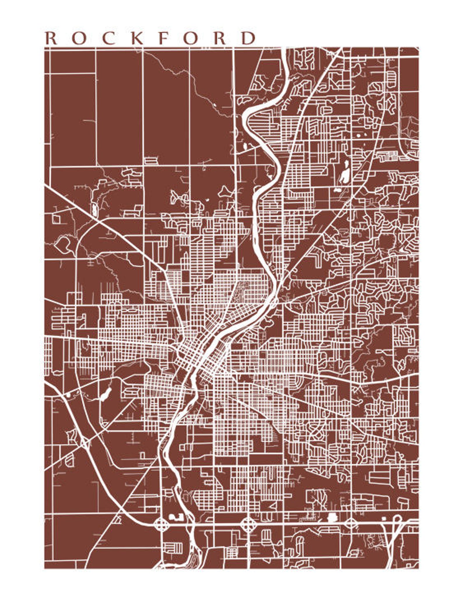 Rockford IL City Map Print - Etsy