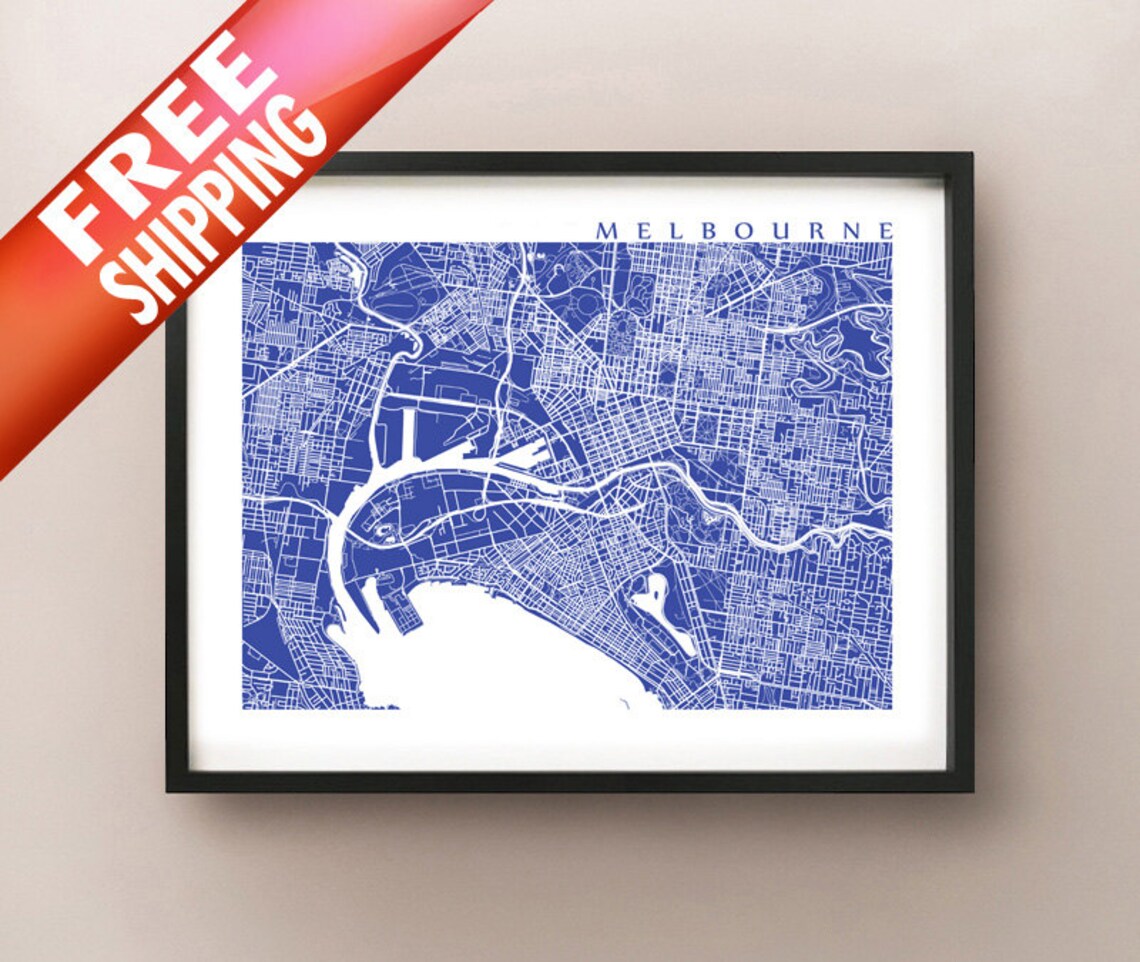 Melbourne Map Print - Horizontal, Landscape - Etsy
