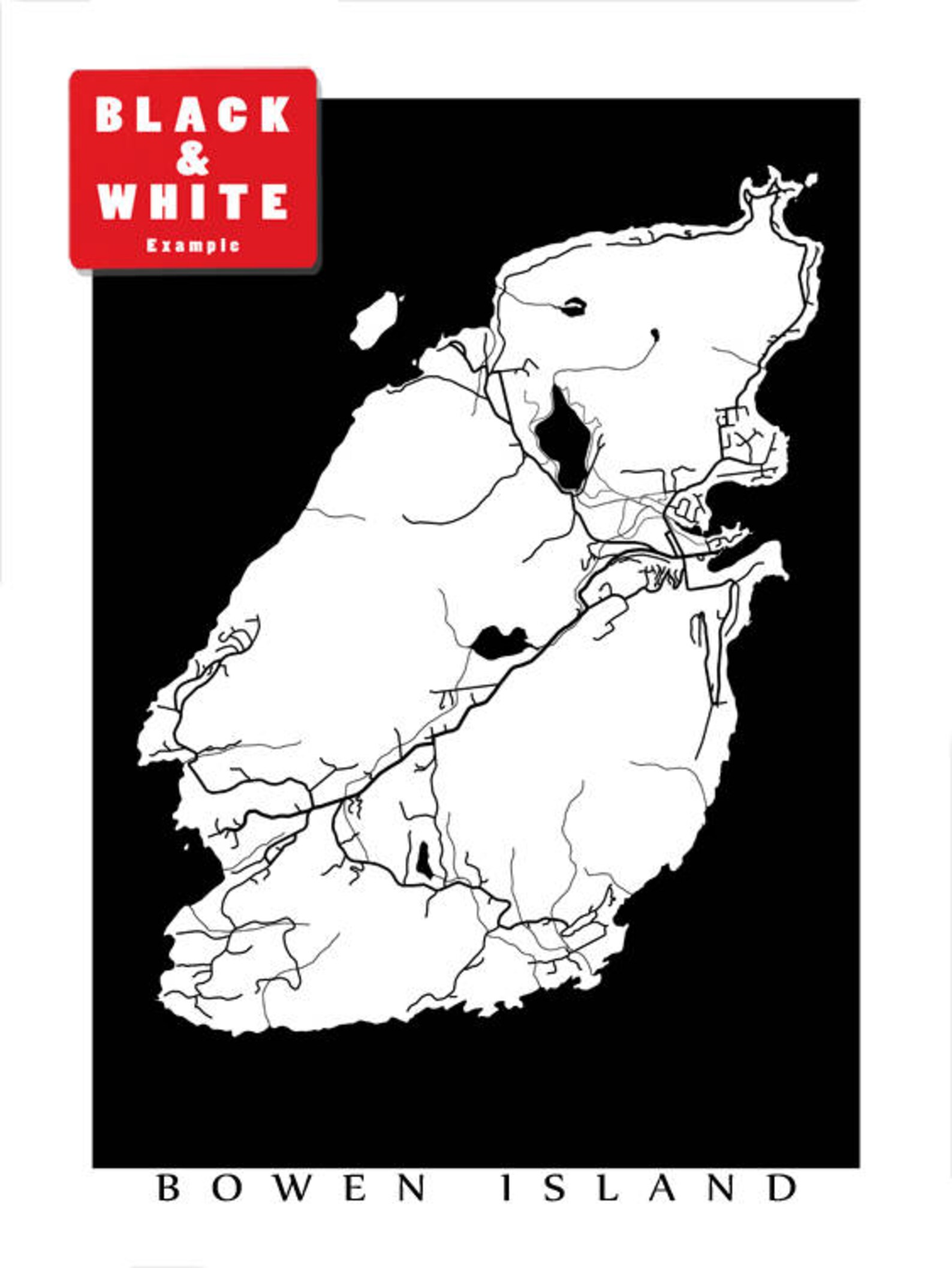 Bowen Island, Howe Sound, BC Map Poster Print - British Columbia ...