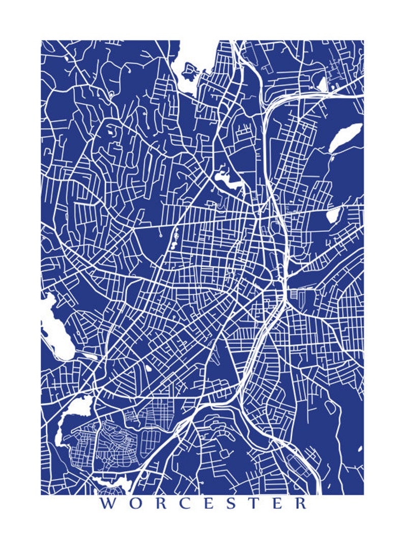 Worcester Map Print Massachusetts Poster - Etsy