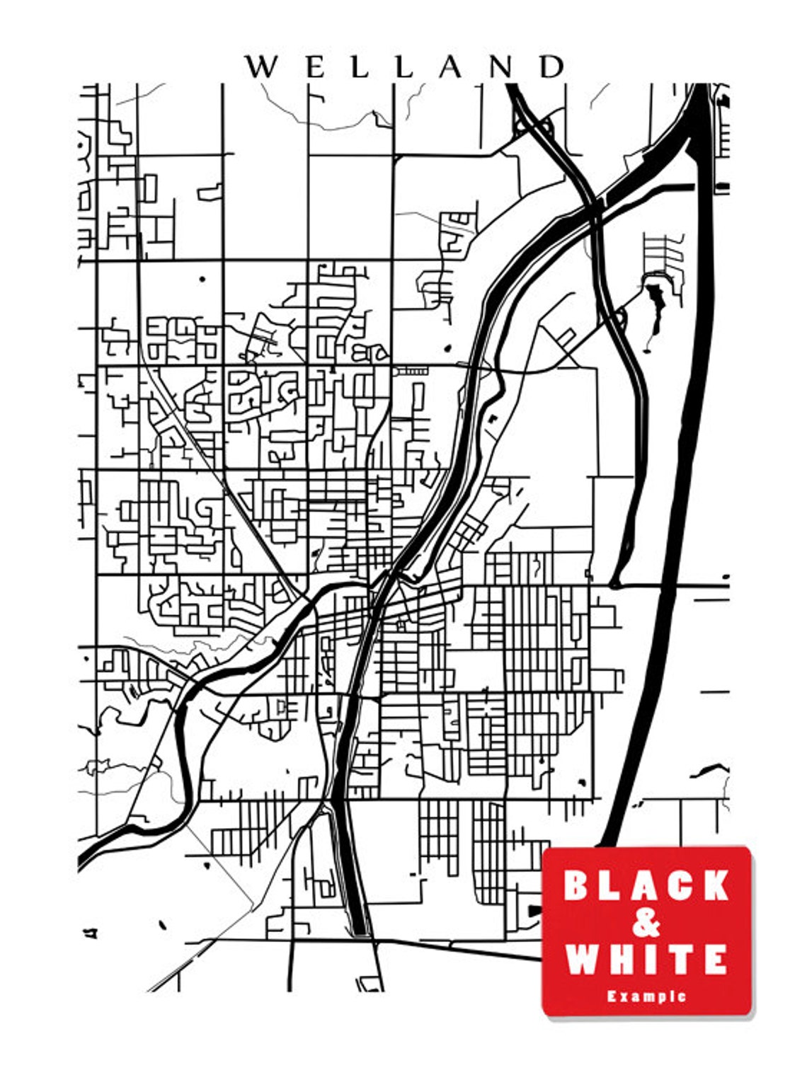 Welland ON Map Canada Wall Art Ontario Niagara Region | Etsy