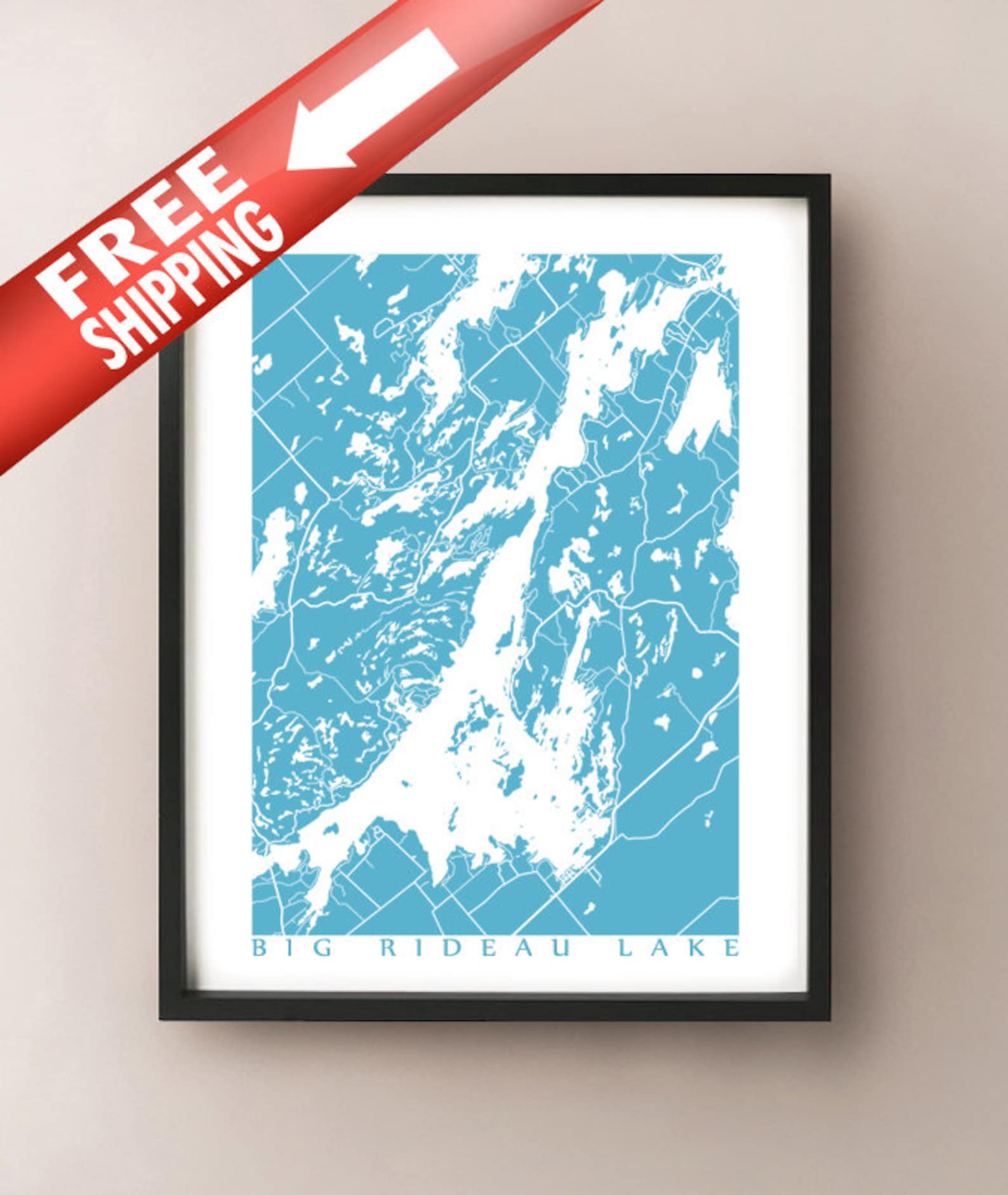 Big Rideau Lake Map - Rideau Lakes, Ontario Print - Etsy