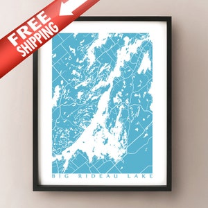 Big Rideau Lake Map - Rideau Lakes, Ontario Print - Etsy