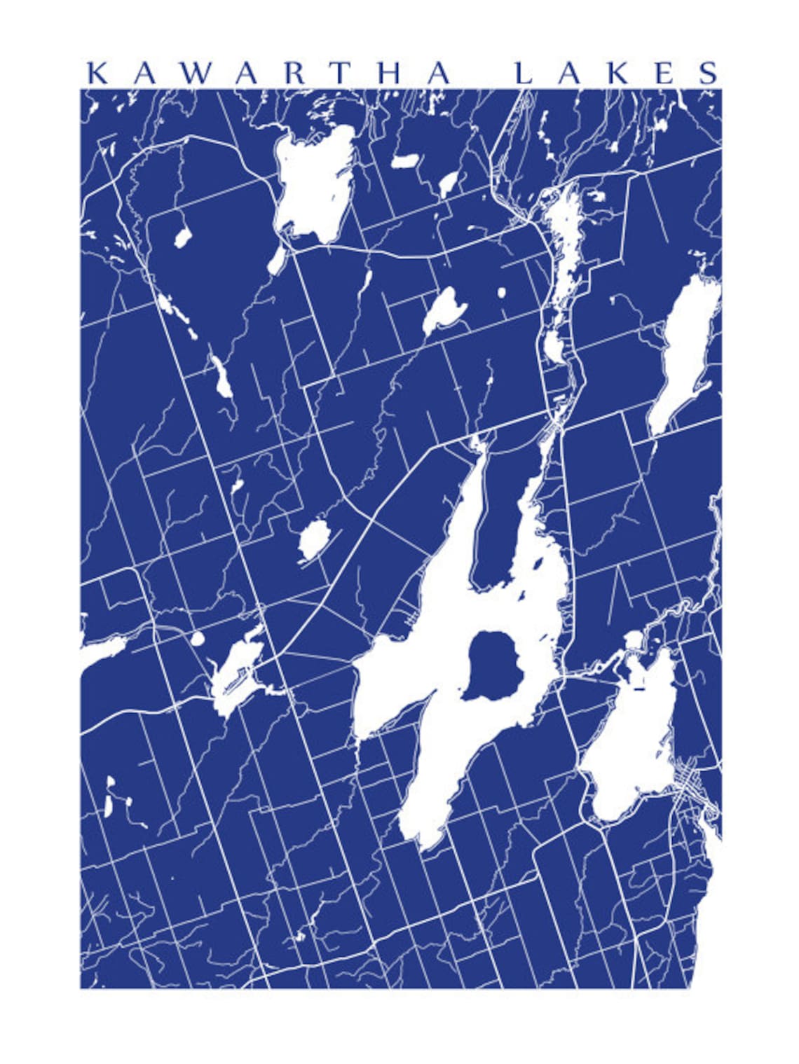 Kawartha Lakes Map Print Ontario Art Canada Poster - Etsy Canada