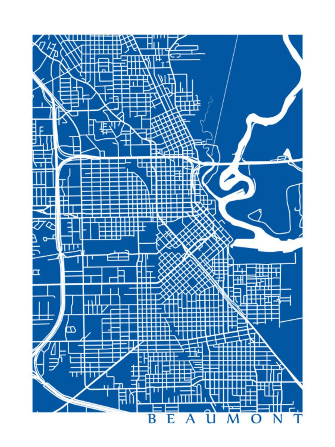 Beaumont Map Print Texas Poster | Etsy