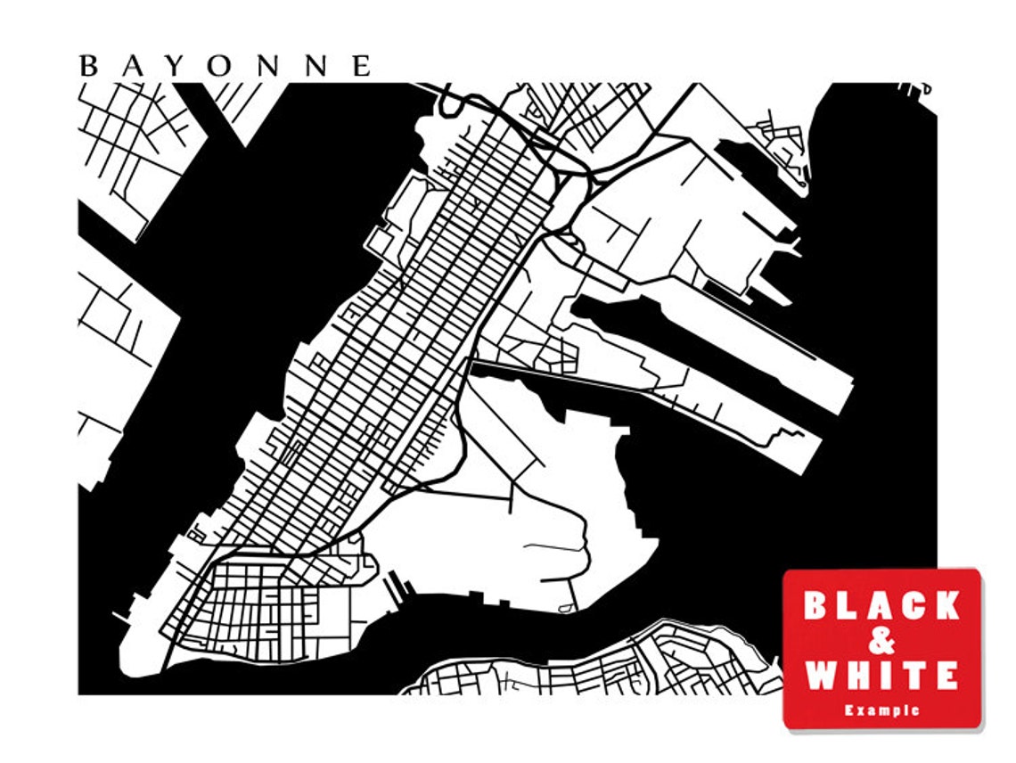 Bayonne Map Art - New Jersey Poster Print - Etsy