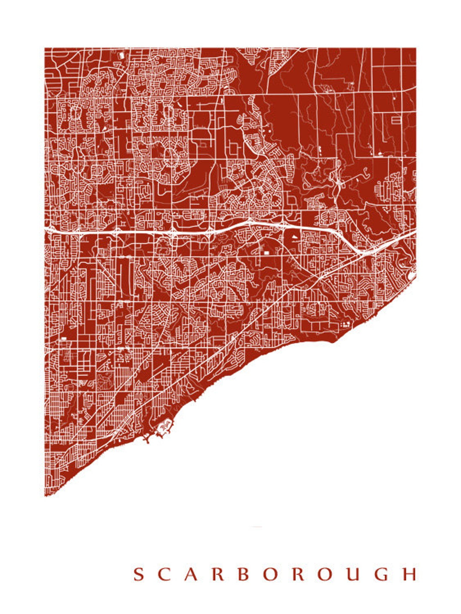 Scarborough Map Print - Toronto Poster Art - Etsy Canada