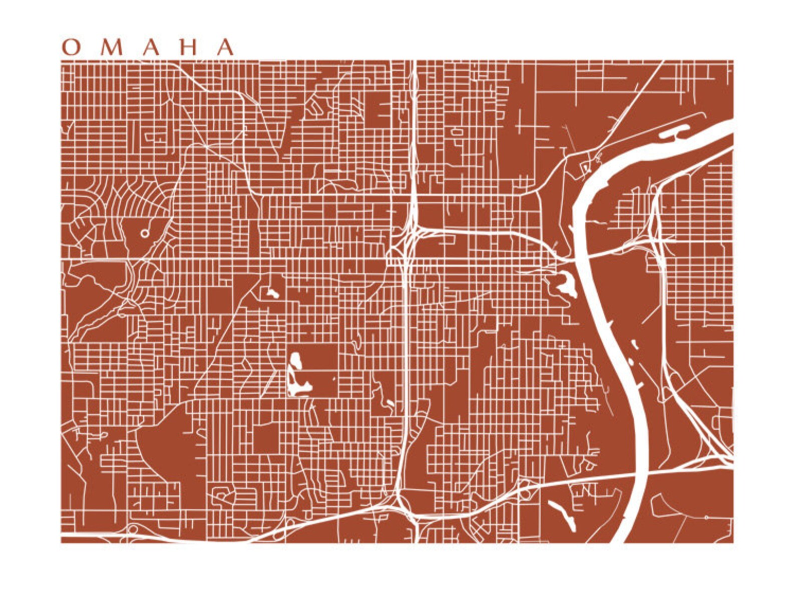 Omaha Map Print - Nebraska Poster - Etsy