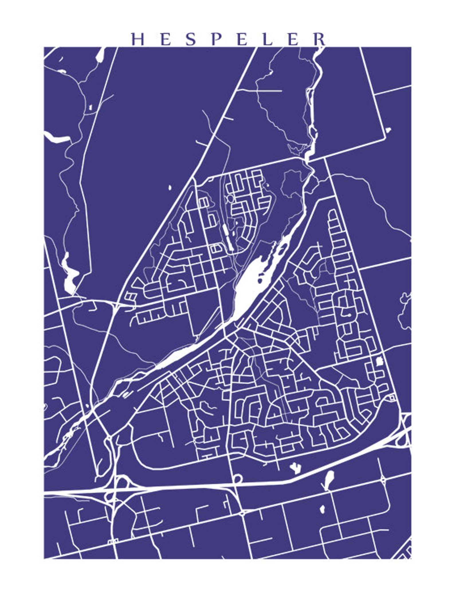 Hespeler Cambridge Map Print Ontario Poster Art | Etsy