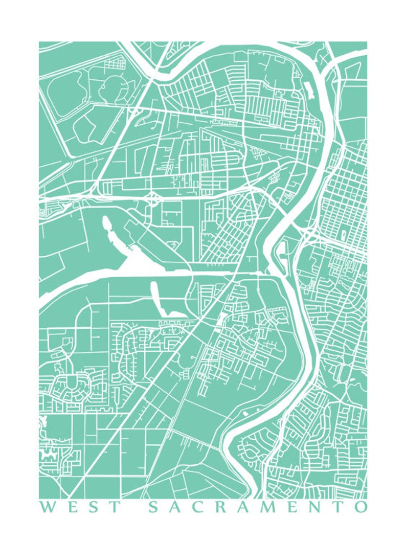 West Sacramento Map Art California Poster Print - Etsy