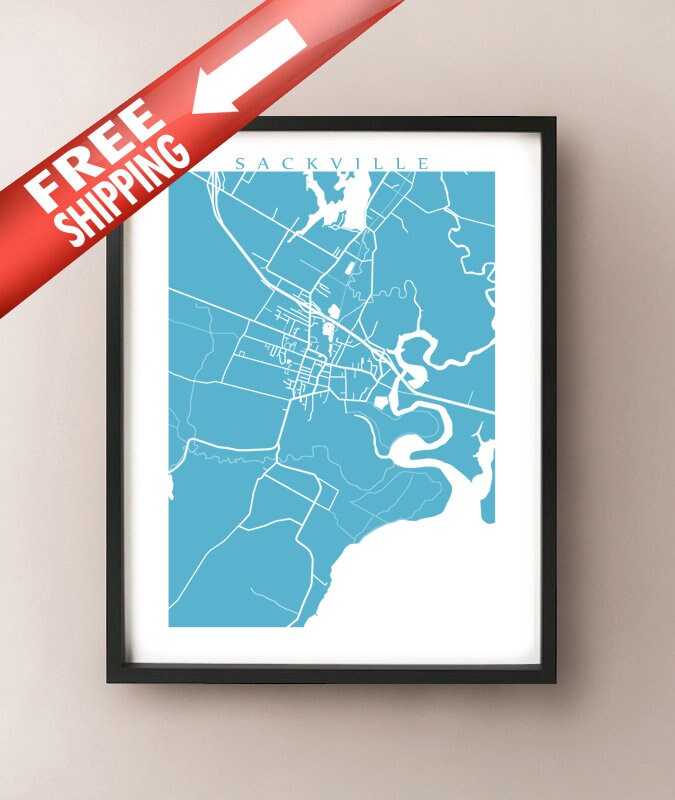 Sackville, NB Map - New Brunswick Art Poster - Etsy