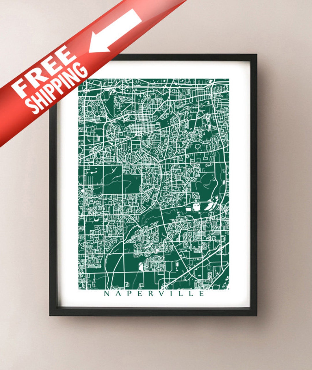 Naperville Map Print - Illinois Poster - Naperville IL USA Home Decor ...