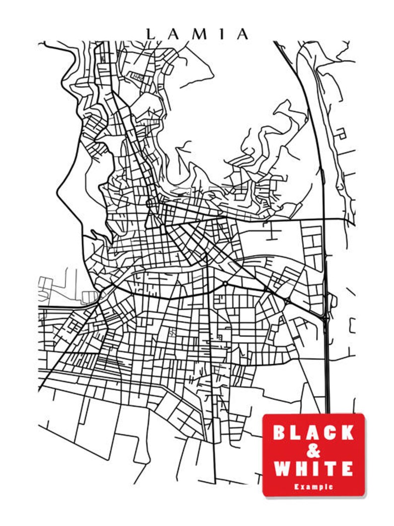 Lamia Greece Map Print Λαμία Art Poster - Etsy