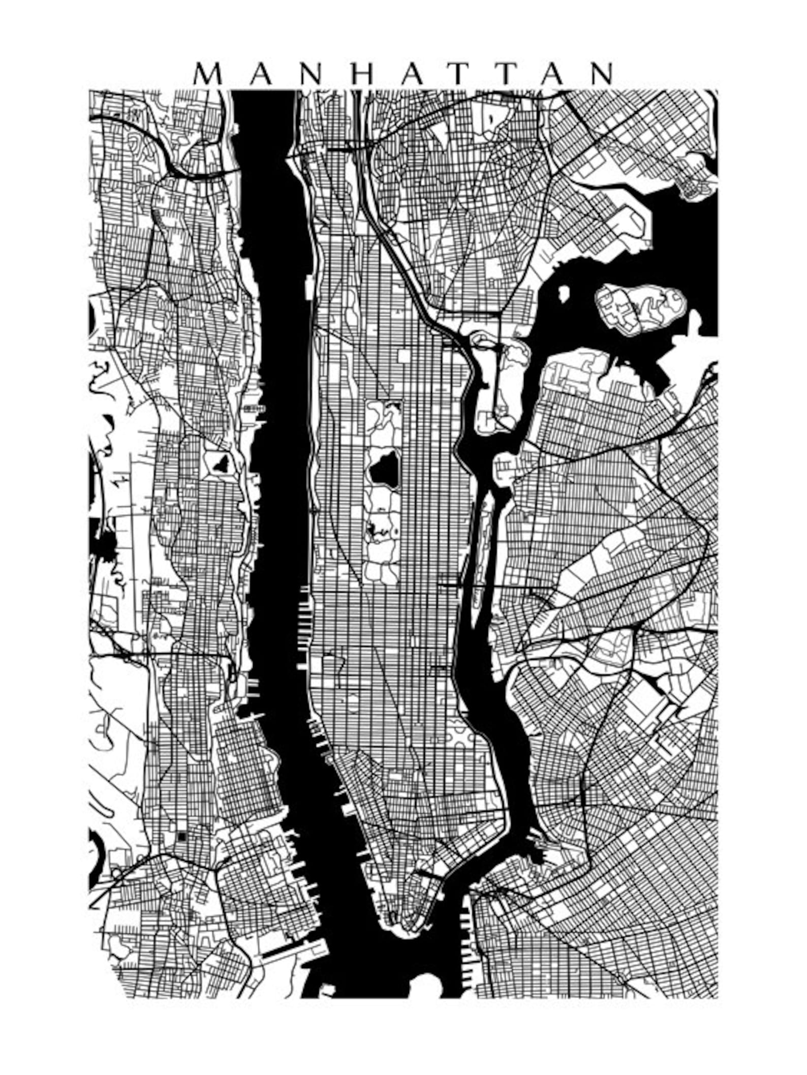 Manhattan Map Print - New York Poster - Etsy