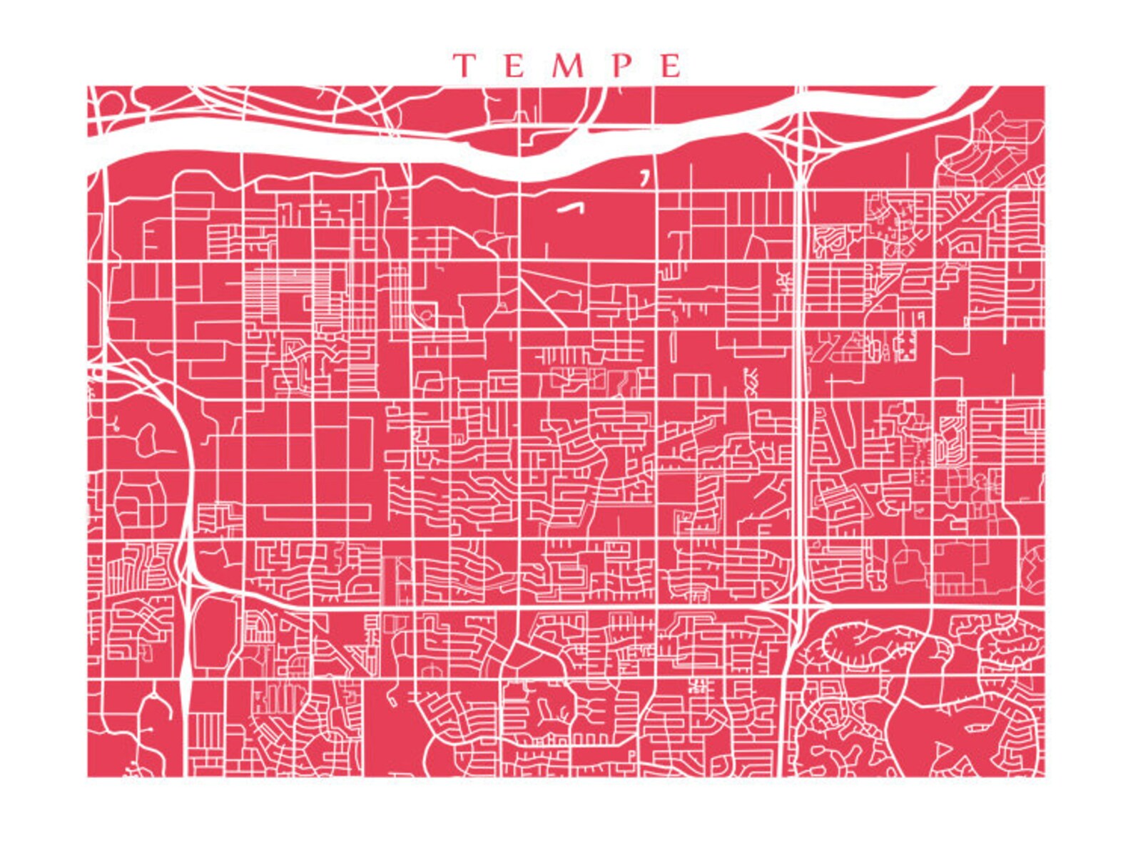 Tempe Map Print, Arizona State Modern Wall Art - Etsy