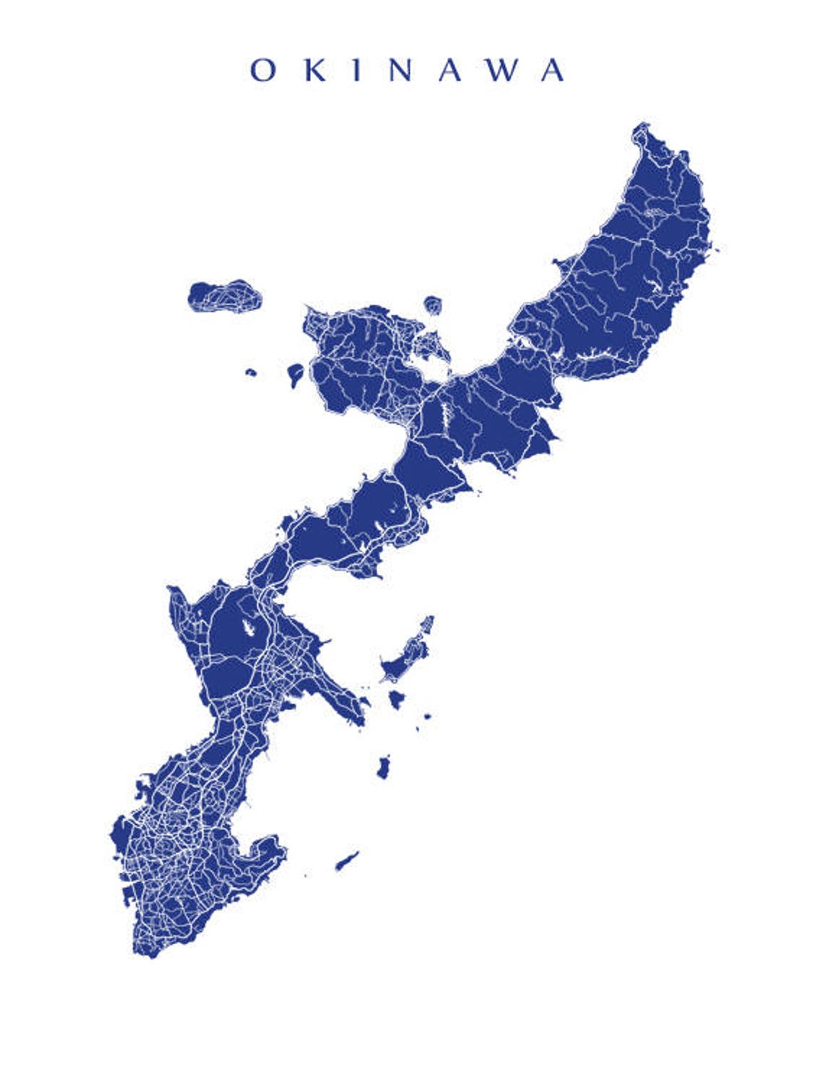 Okinawa Island Map Print - Japan Art Poster - 沖縄 - Etsy