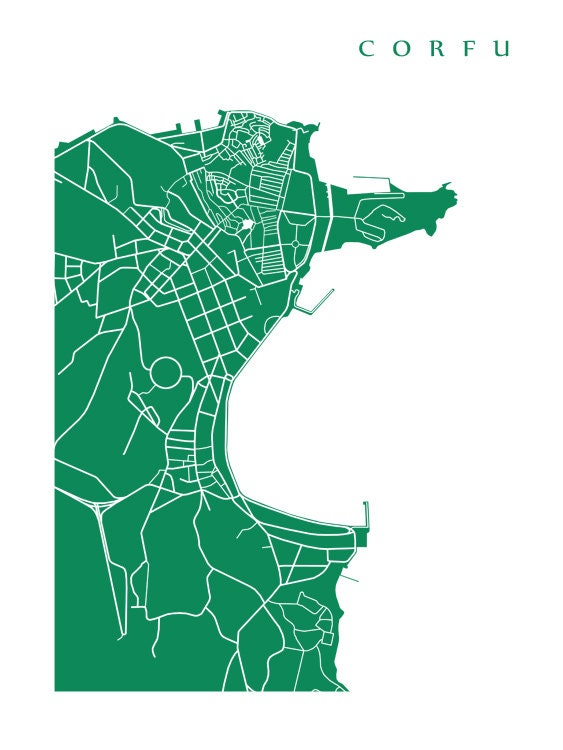 Corfu Greece Map Print Art Poster - Etsy Canada