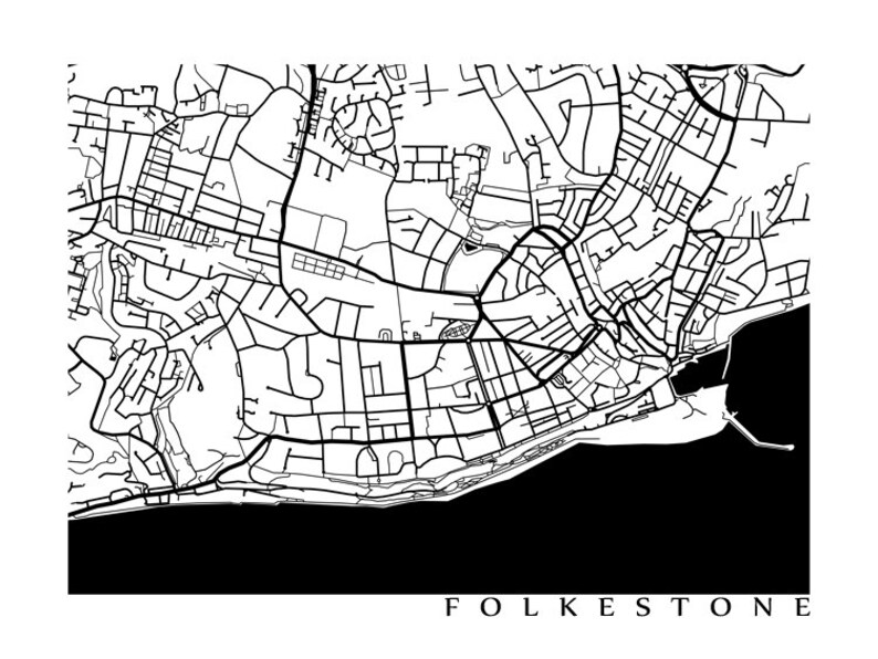 Folkestone Map Print England Wall Art - Etsy