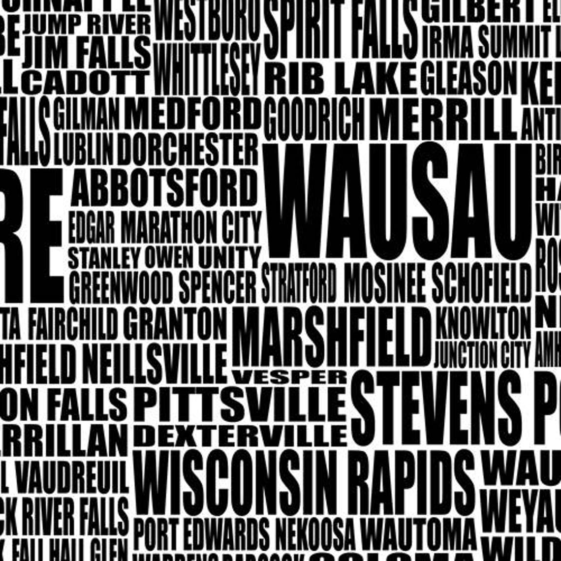 Wisconsin Typography Map Wisconsin State Text Art Print - Etsy