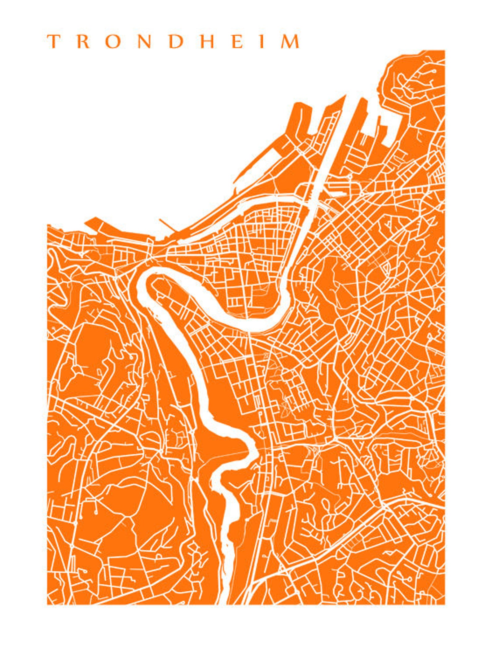 Trondheim Map Art Print - Sør-trøndelag, Norway Poster - Etsy
