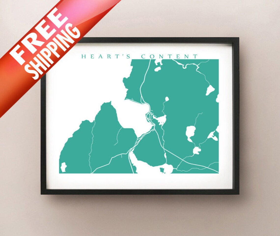 Heart's Content NL Map Newfoundland Poster - Etsy