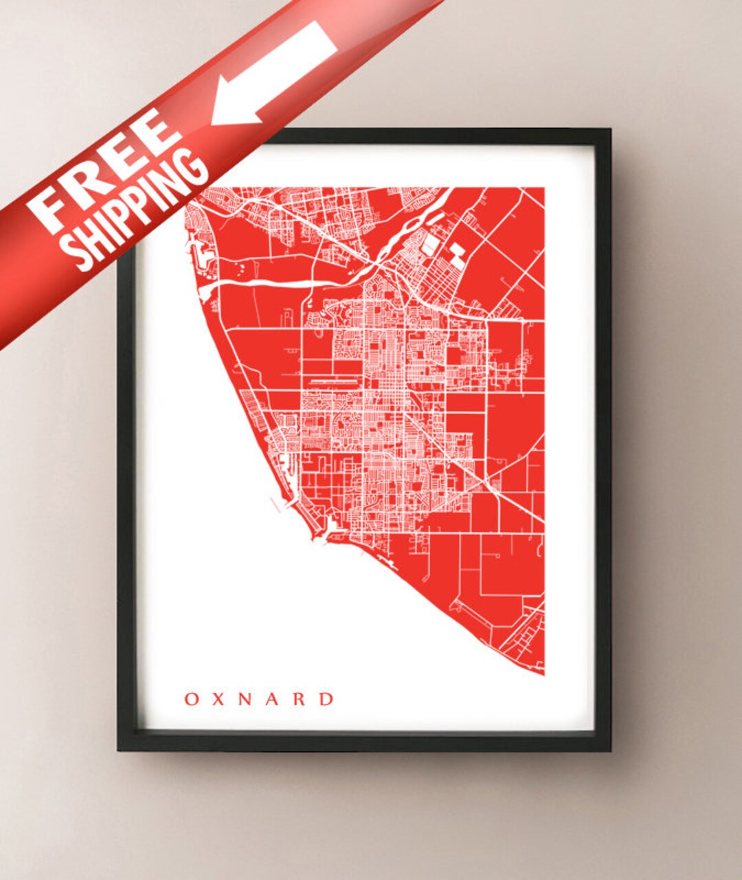Oxnard, CA Map Print - California Poster - Etsy